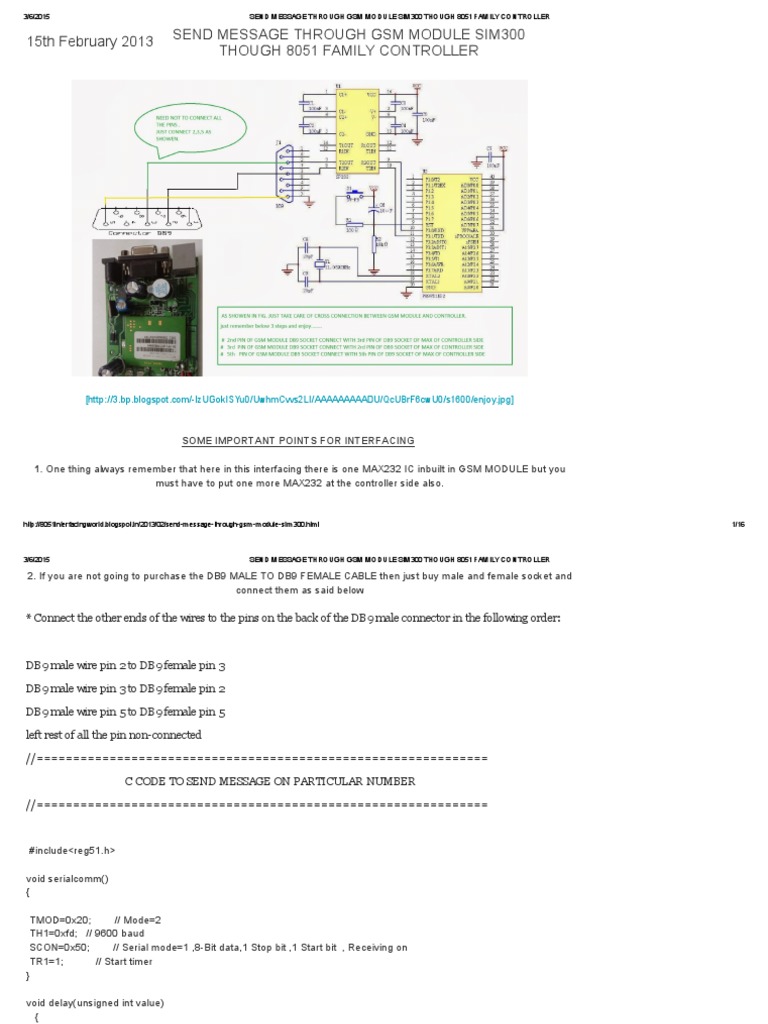 Send Message Through GSM Module Sim300 Though 8051 Family Controller ...