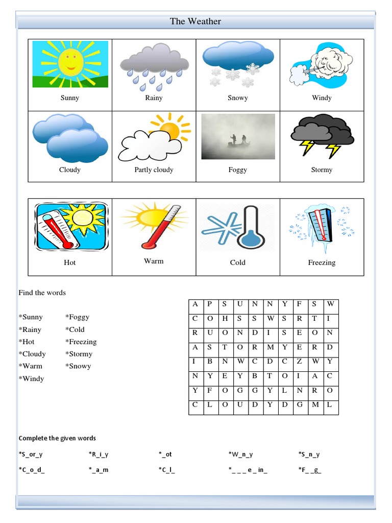 Weather Vocabulary Activities | PDF | Meteorology | Atmosphere Of Earth