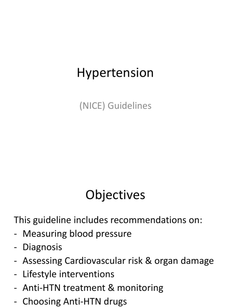 NICE Hypertension Management Guidelines | PDF | Hypertension | Blood ...