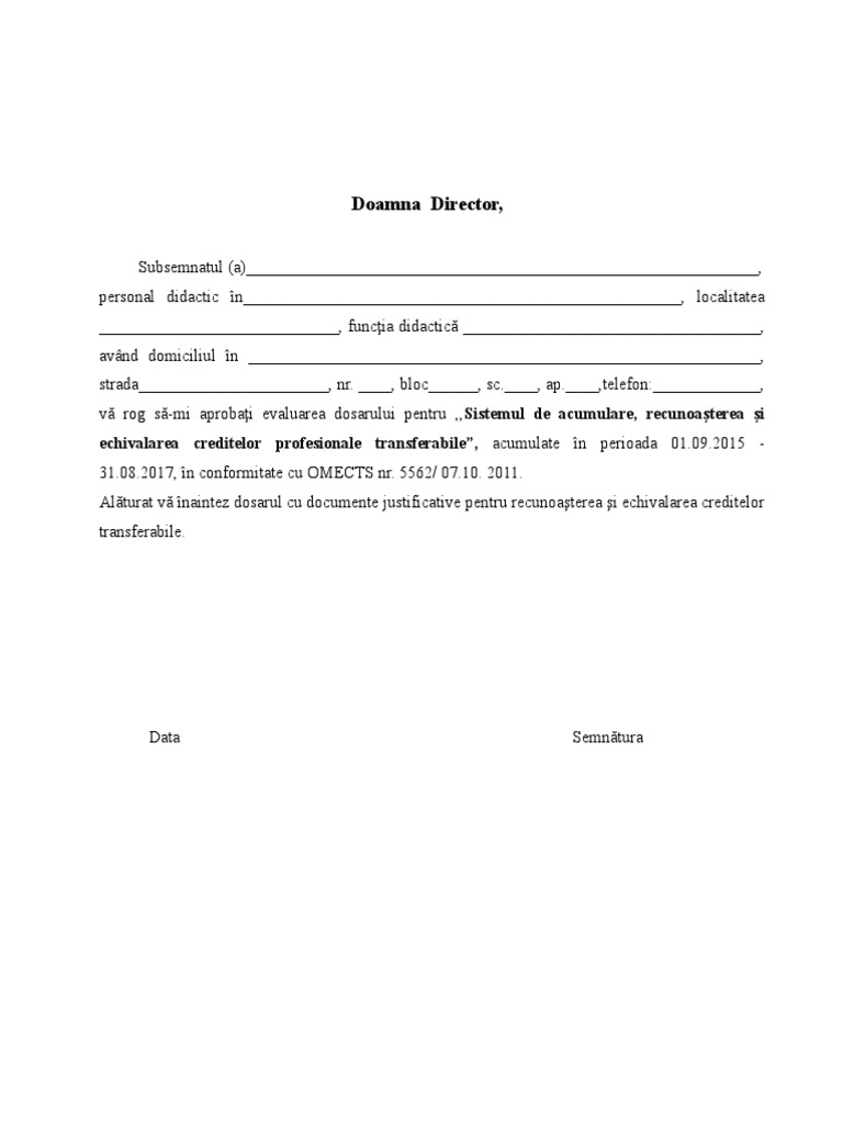 Cerere Echivalare Credite | PDF