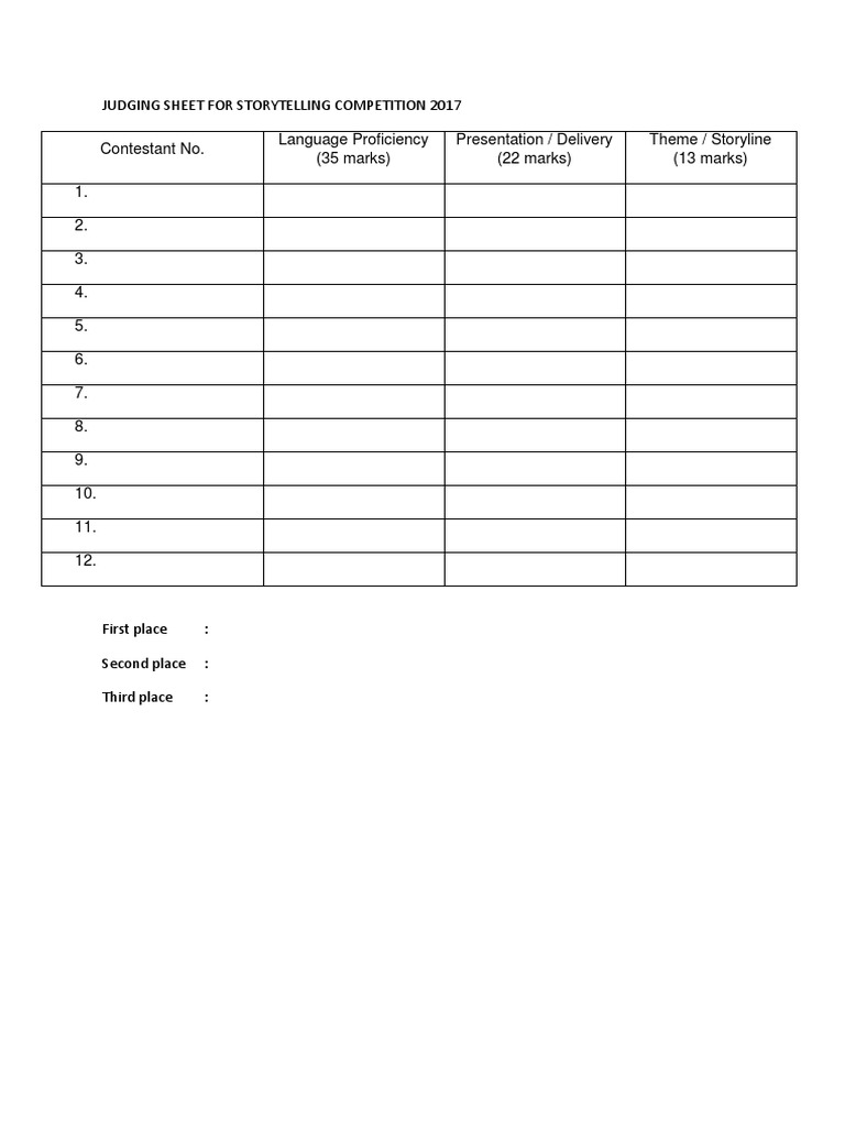 Judging Sheets | PDF