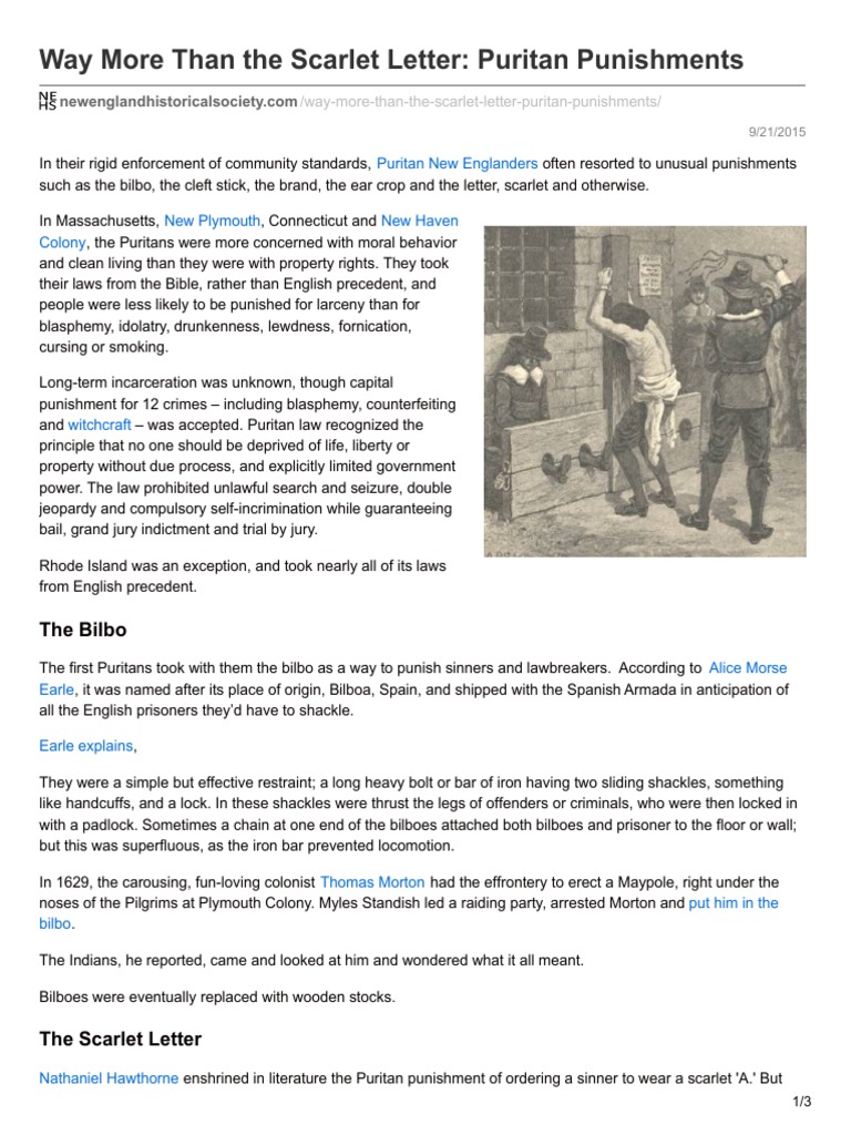 Way More Than The Scarlet Letter Puritan Punishments PDF | Download ...