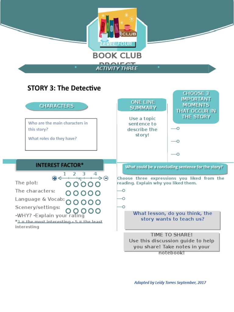 STORY 3: The Detective: Book Club Project | PDF