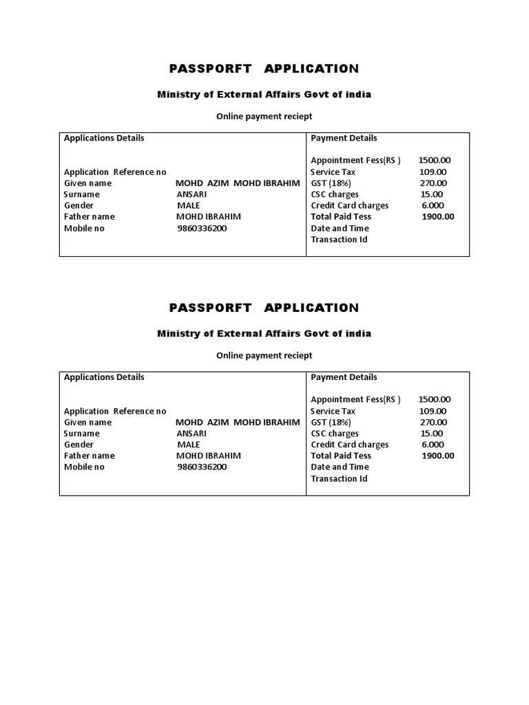 Passpot Reciept | PDF | Receipt | Passport