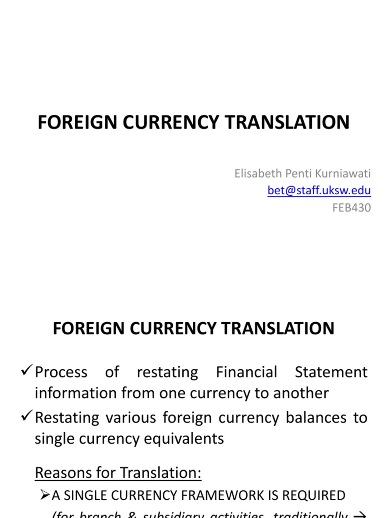 Foreign Currency Translation Methods | PDF | Exchange Rate | Foreign ...