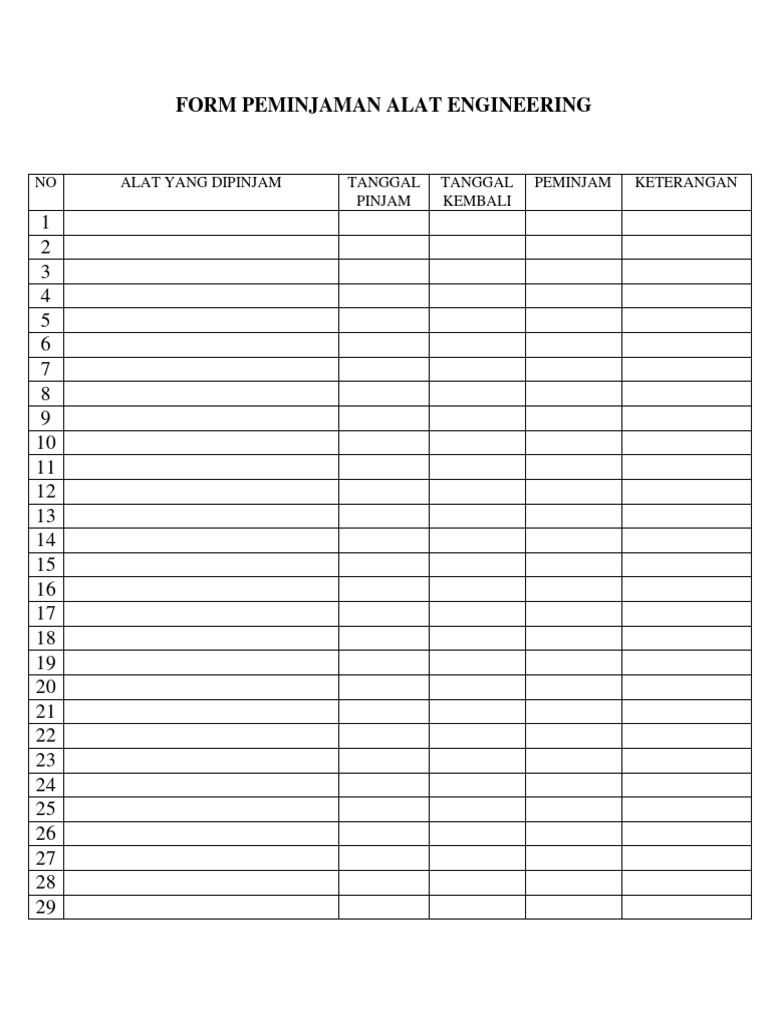 Form Peminjaman Alat Engineering | PDF