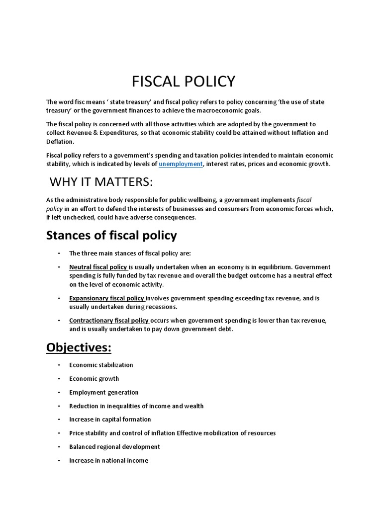 Fiscal Policy: Why It Matters | PDF | Fiscal Policy | Government Of India
