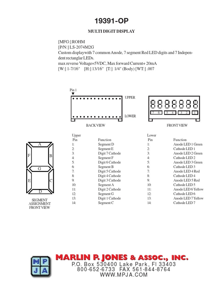 LED Display Datasheet - 19391 | PDF | Anode | Cathode