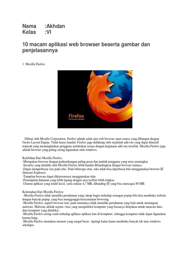 10 Macam Aplikasi Web Browser Beserta Gambar Dan Penjelasannya | PDF ...