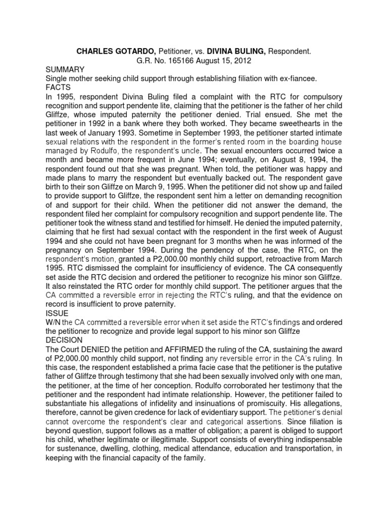 CHARLES GOTARDO, Petitioner, vs. DIVINA BULING, Respondent | PDF | Law