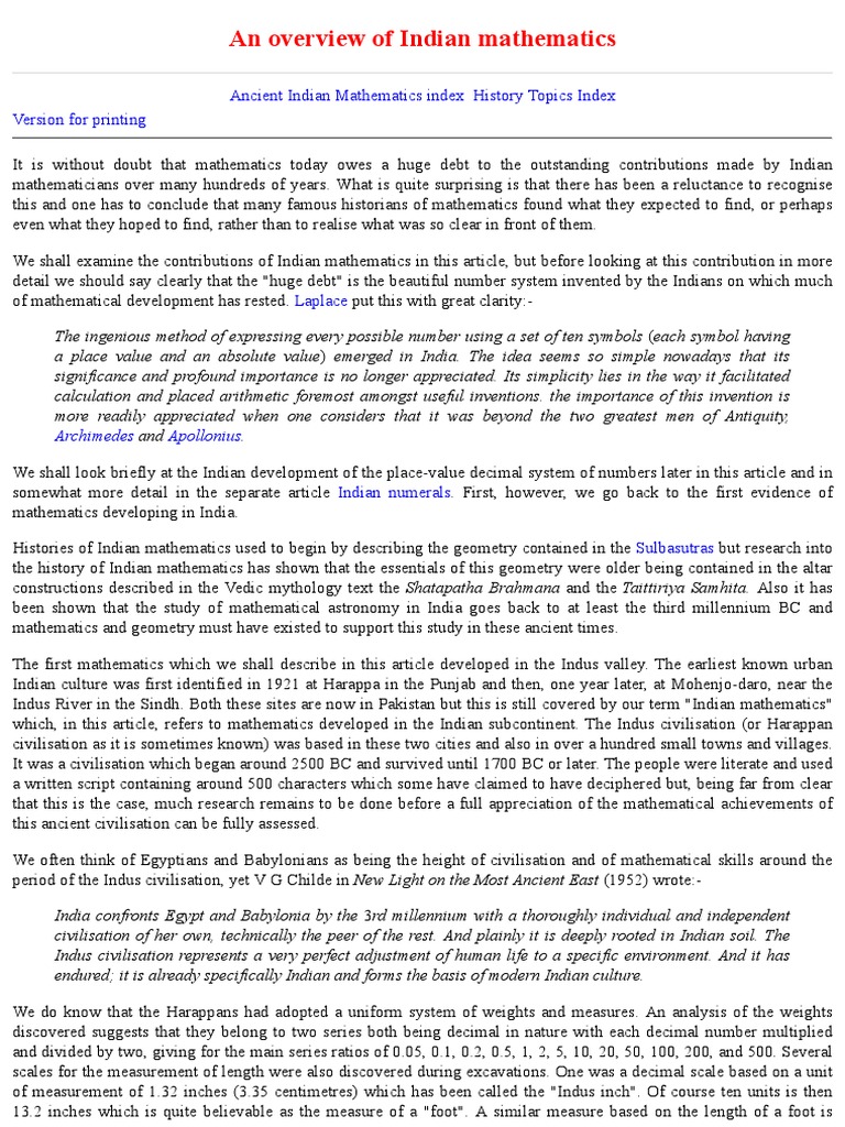 Ancient Indian Mathematics