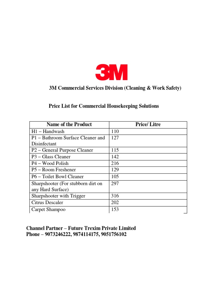 3M Housekeeping Chemicals | PDF