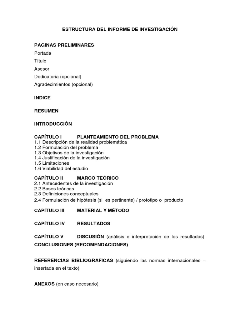Estructura Del Informe de Investigacion | PDF | Teoría | Science