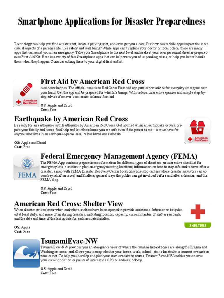 Smartphone Disaster Apps.pdf | Emergency Management | Federal Emergency ...