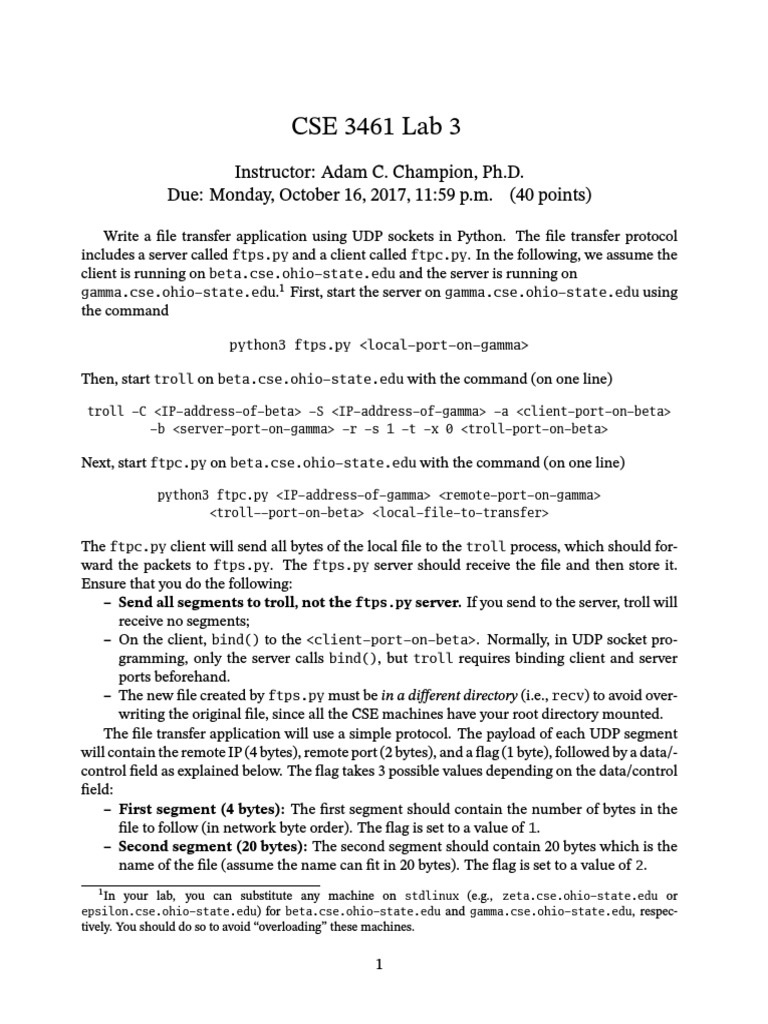 Lab 3 | PDF | Network Socket | Port (Computer Networking)
