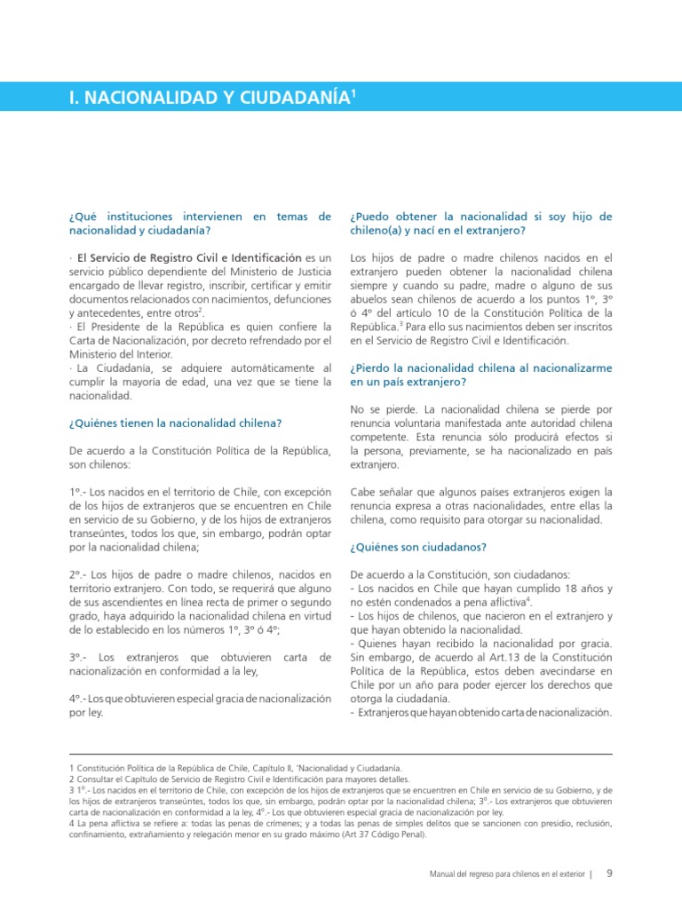 Nacionalidad y ciudadanía chilena explicadas | PDF | Nacionalidad | Chile