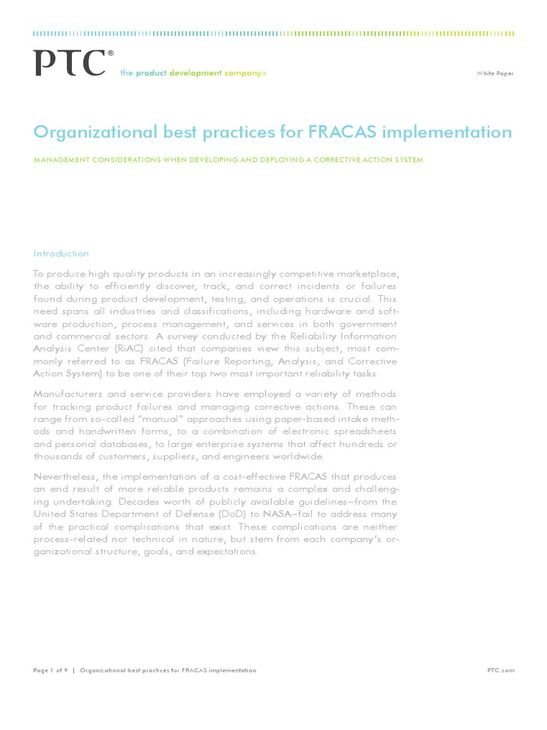 PTC Fracas Best Practices WP en | PDF | Reliability Engineering ...