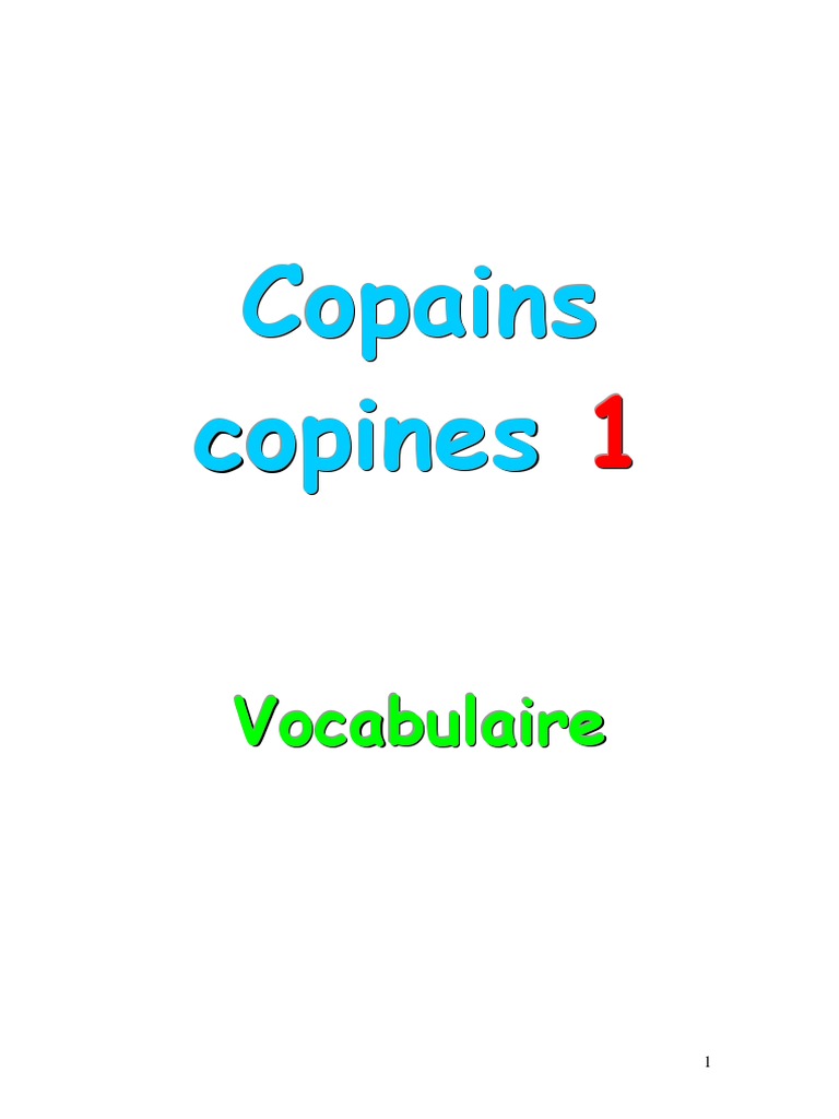 Lexique Copains Copines 1 PDF | PDF
