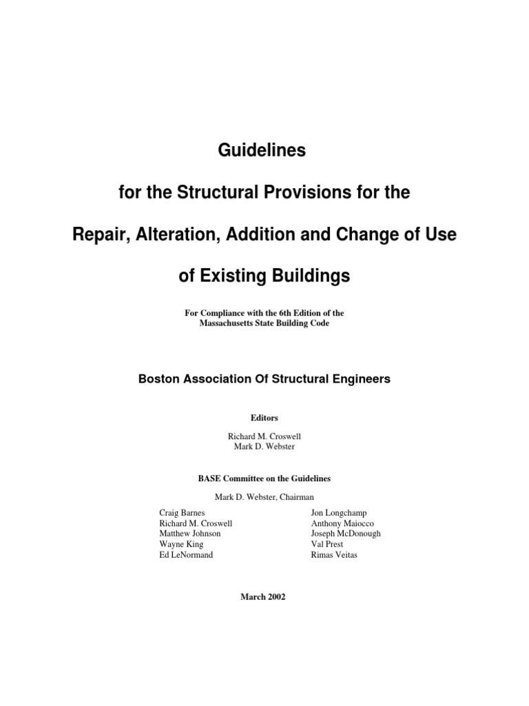 Guidelines For The Structural Provisions For The Repair, Alteration ...