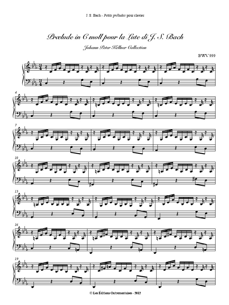 Bach Prelude in C Minor BMV 999 PDF | PDF