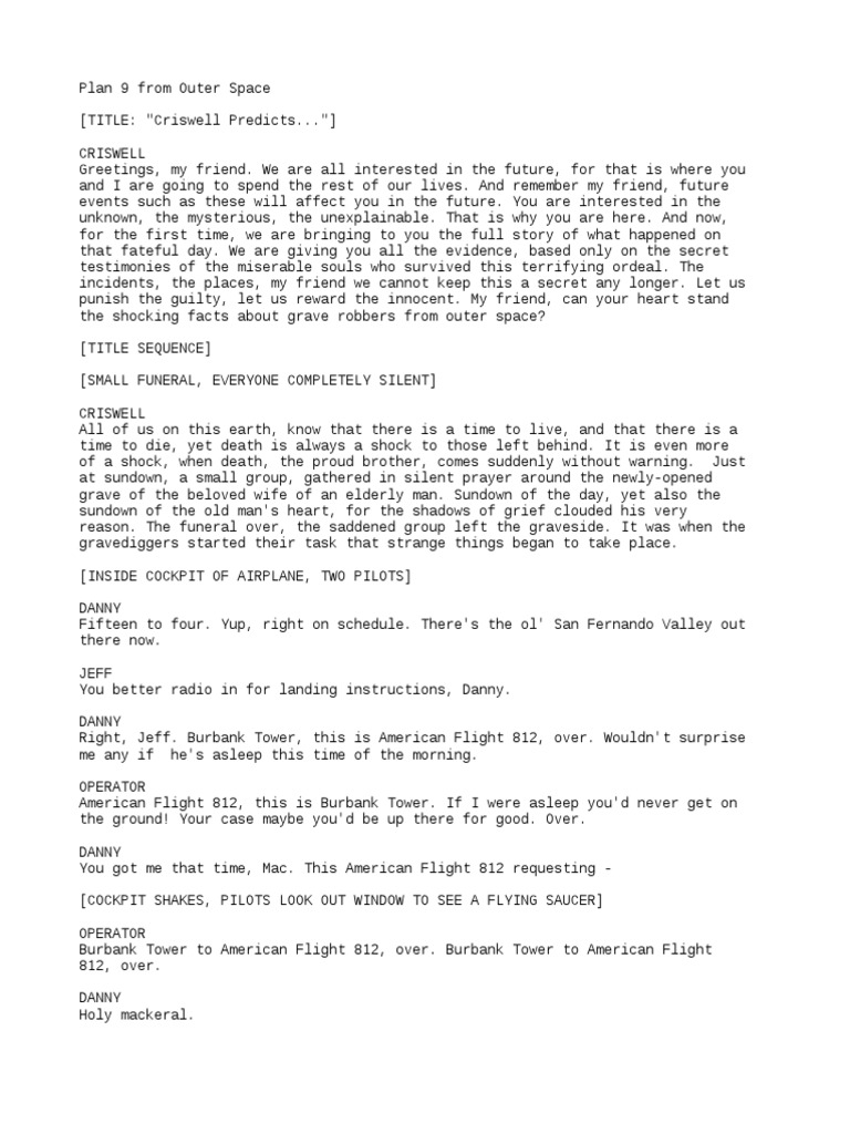 Plan 9 From Outer Space Script | PDF | Nature
