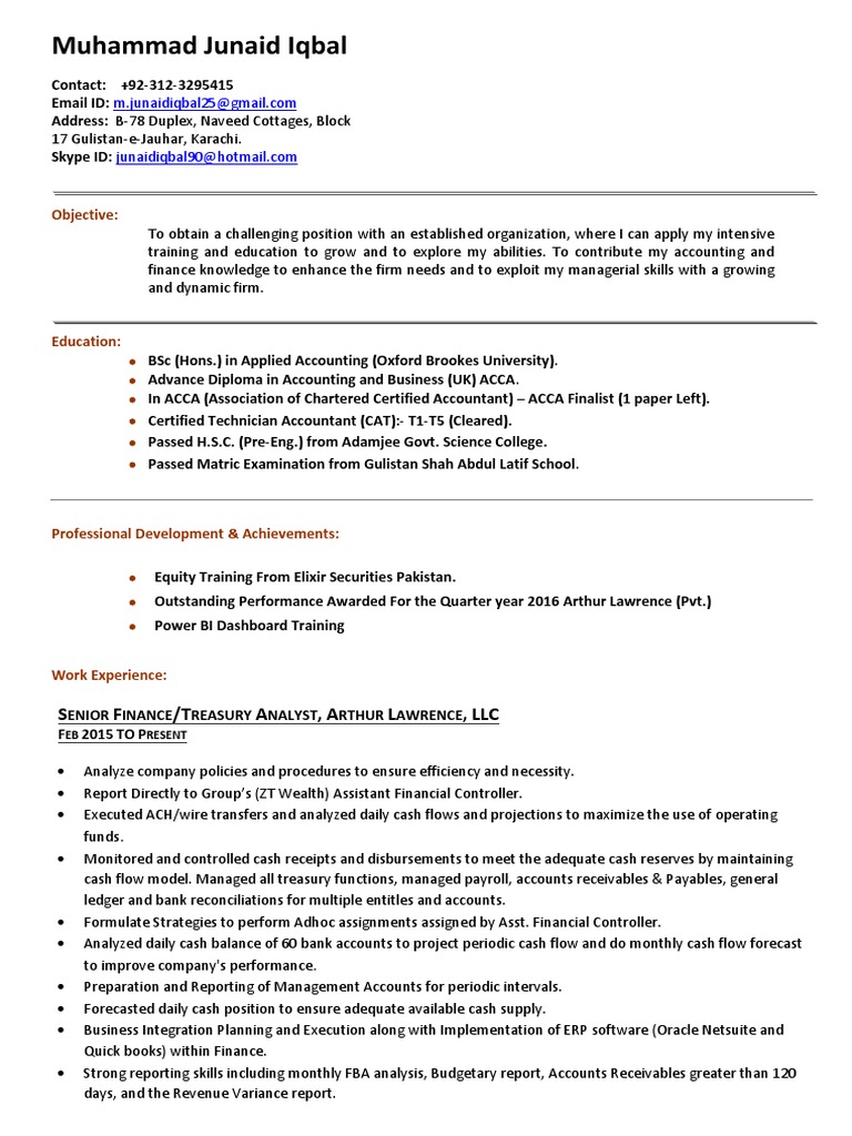 Junaid CV | PDF | Accounting | Business
