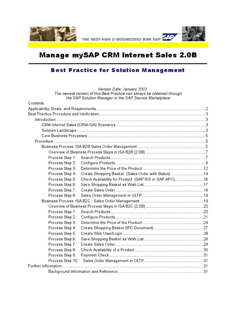 Manage MySAP CRM Internet Sales 2.0B | PDF | Customer Relationship ...