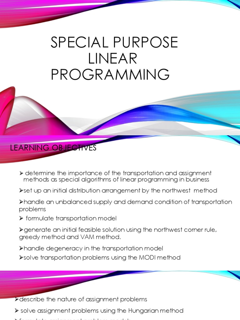 Special Purpose | PDF | Linear Programming | Mathematical Optimization