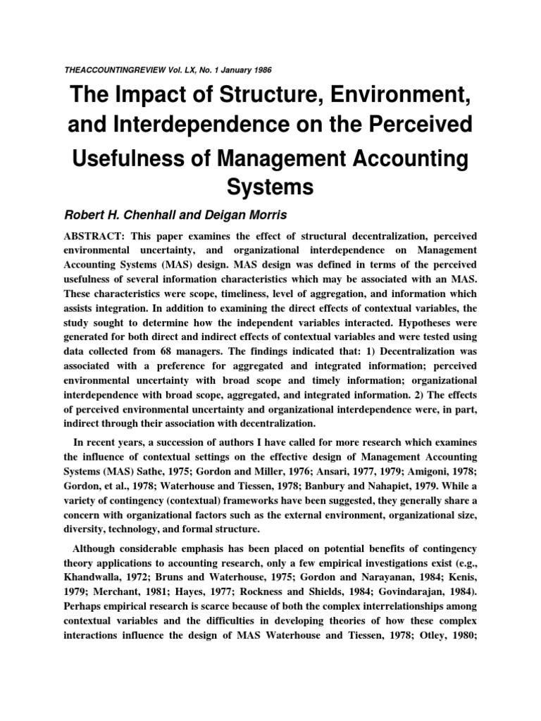 The Impact of Structure, Environment, and Interdependence On The ...
