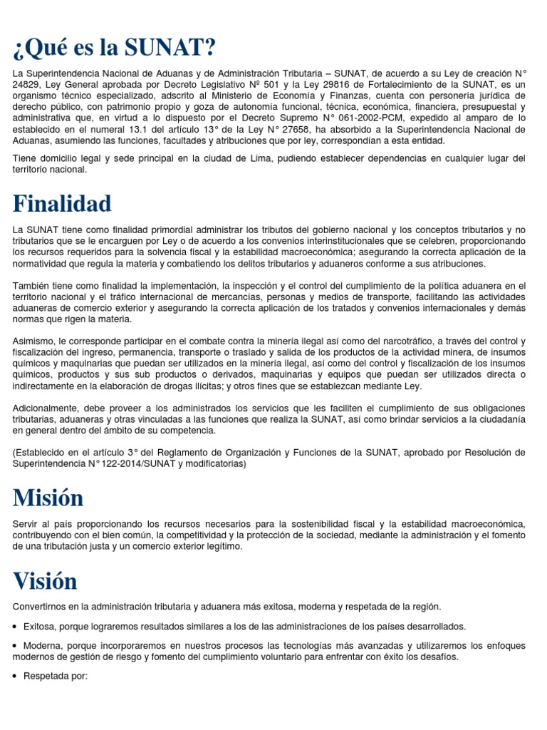 Qué Es La SUNAT | PDF | aduana | Impuestos