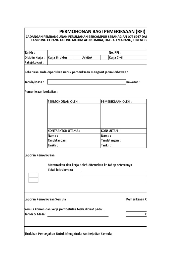 Borang Rfi | PDF