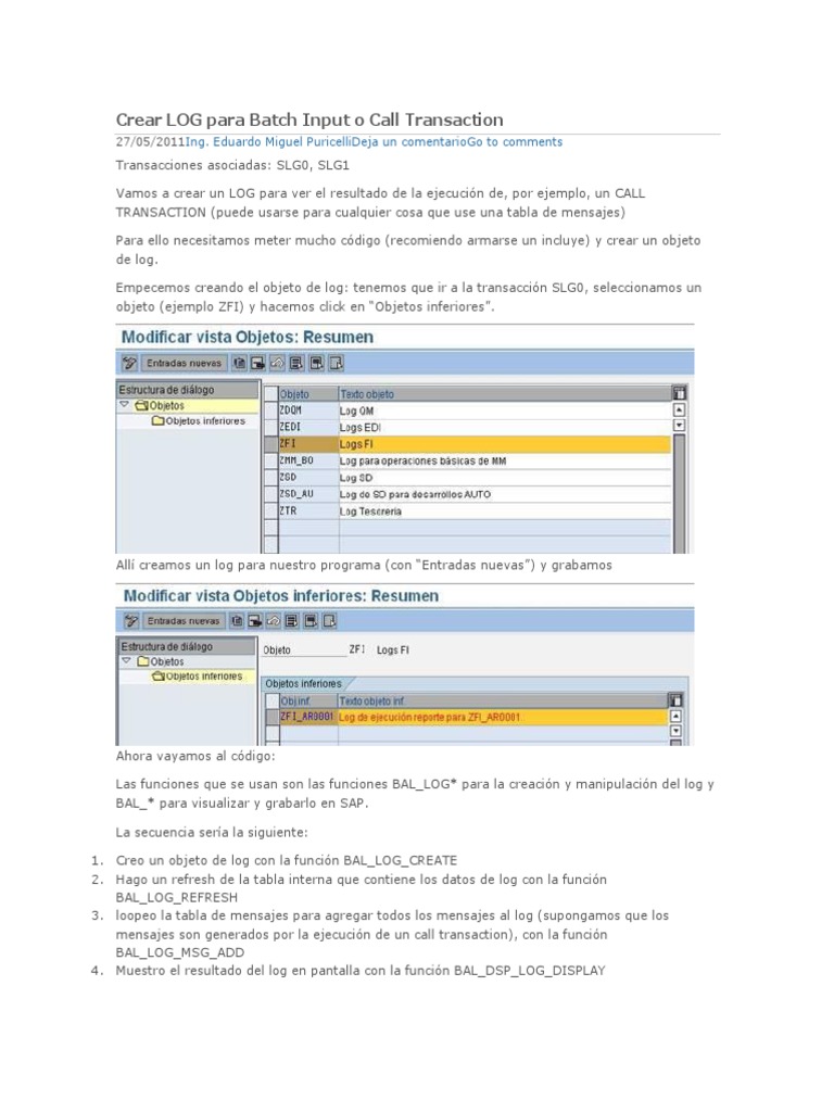 Crear LOG para Batch Input o Call | PDF | Gestión de datos | Informática