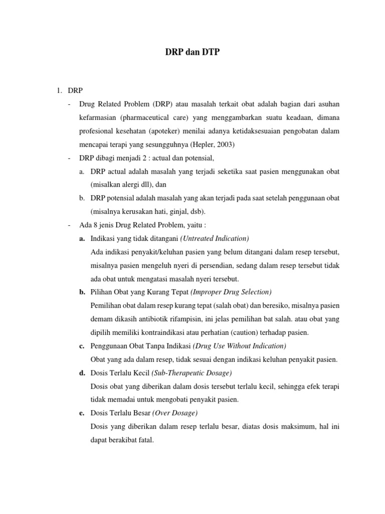 1. DRP dan Jenis Masalah Terkait Pengobatan Pasien | PDF