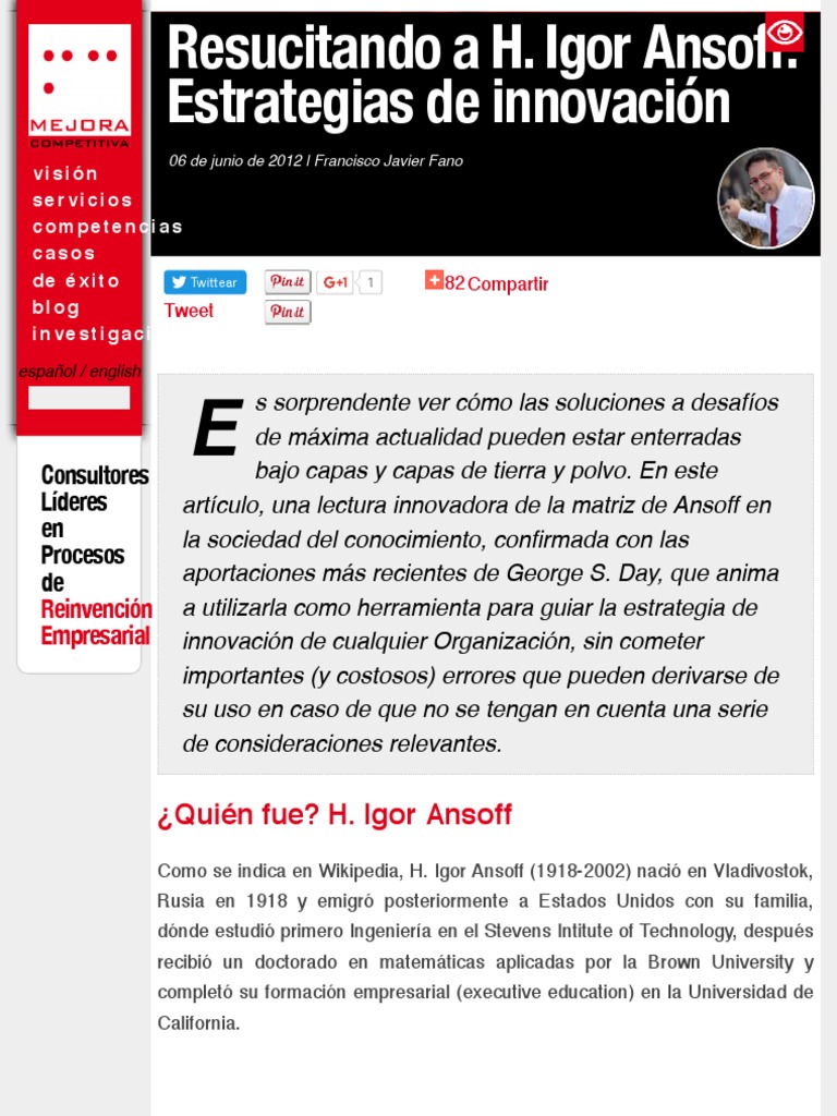Resucitando a H. Igor Ansoff: Innovación | PDF | Marketing | Cookie HTTP