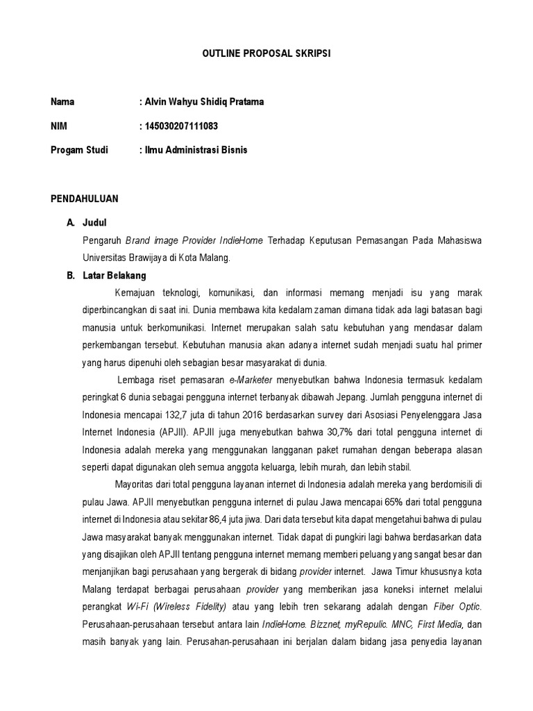Outline Proposal Skripsi Alvin | PDF