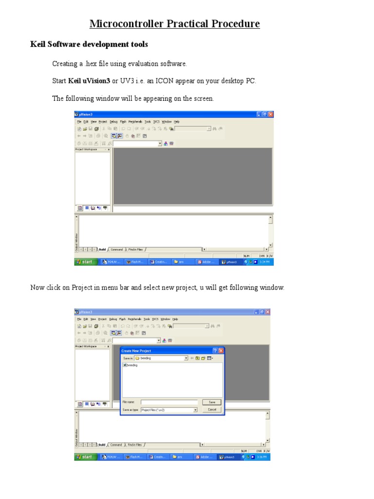 Microcontroller Practical Procedure: Keil Software Development Tools | PDF