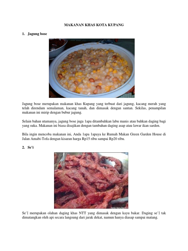 Makanan Khas Kota Kupang | PDF