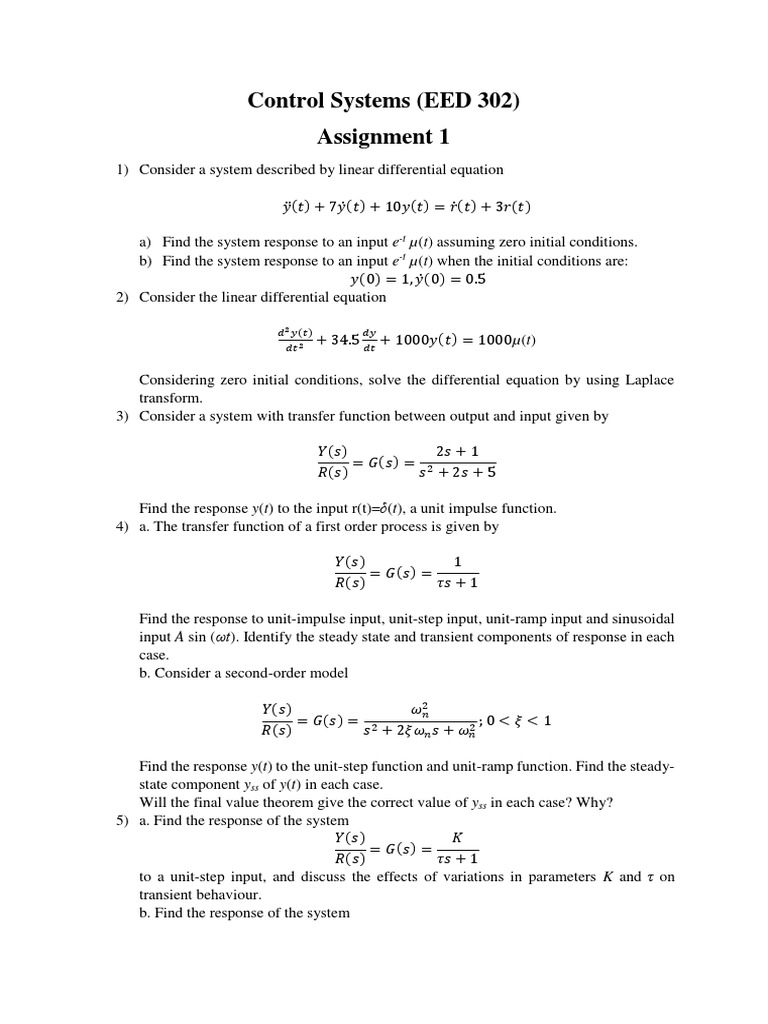Assignment 1 | PDF | Systems Theory | Electronics