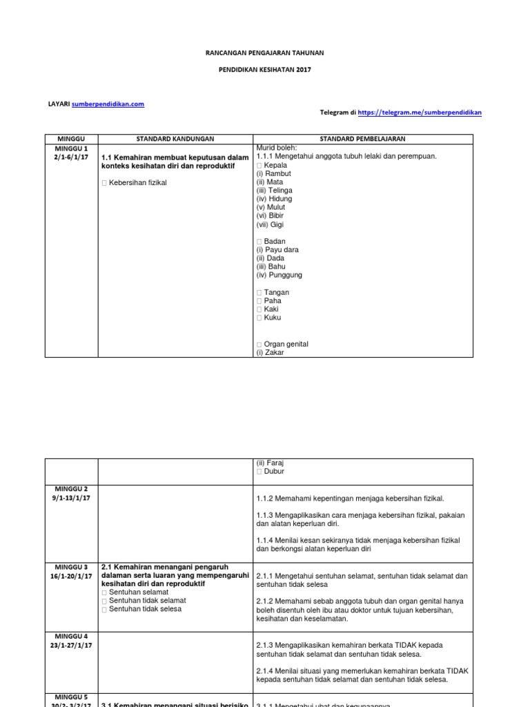 SK RPT PK Tahun 1 2017 | PDF