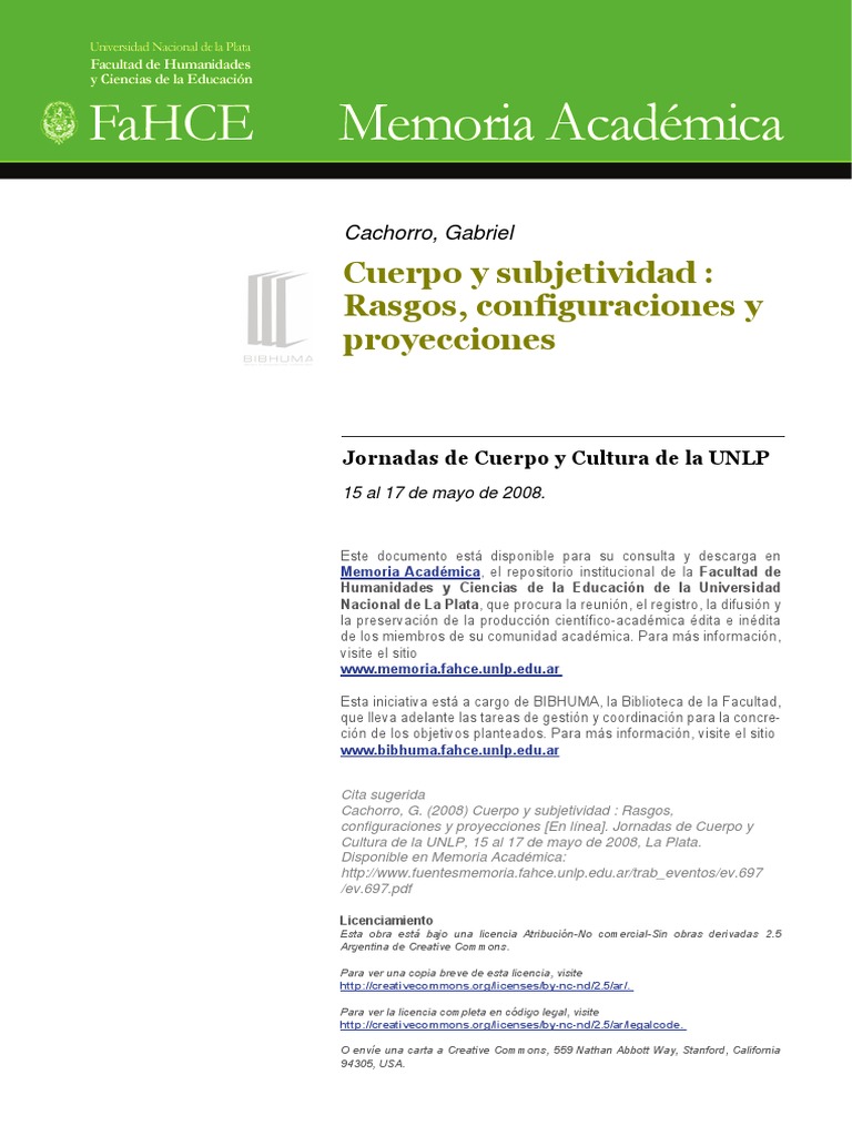 Cuerpo y Subjetividad PDF | PDF