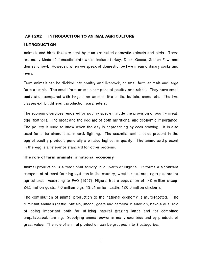 APH 202 Introduction To Animal Agriculture | PDF | Chicken | Livestock