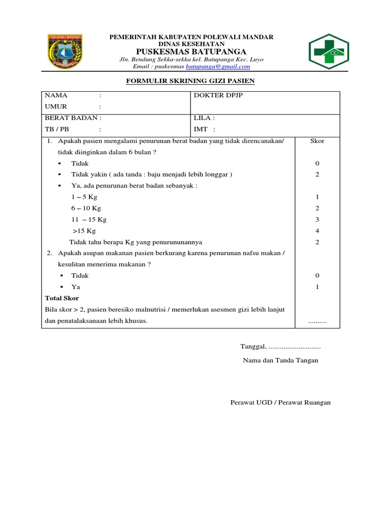 Hal.7 FORMULIR SKRINING GIZI PASIEN | PDF