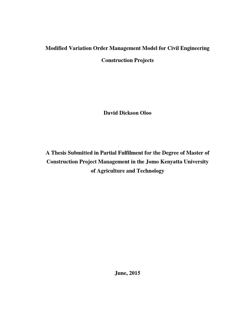Modified Variation Order Management Model For Civil Engineering ...