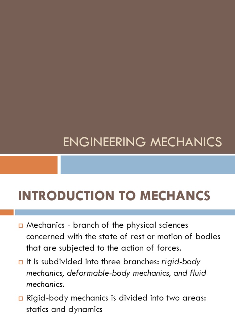 Introduction To Mechanics | PDF | Force | Mechanics