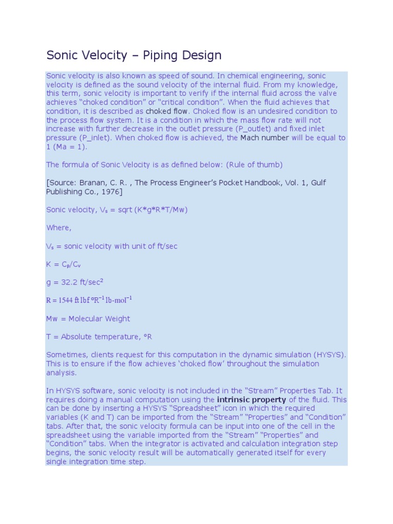 Sonic Velocity | PDF | Fluid Dynamics | Dynamics (Mechanics)