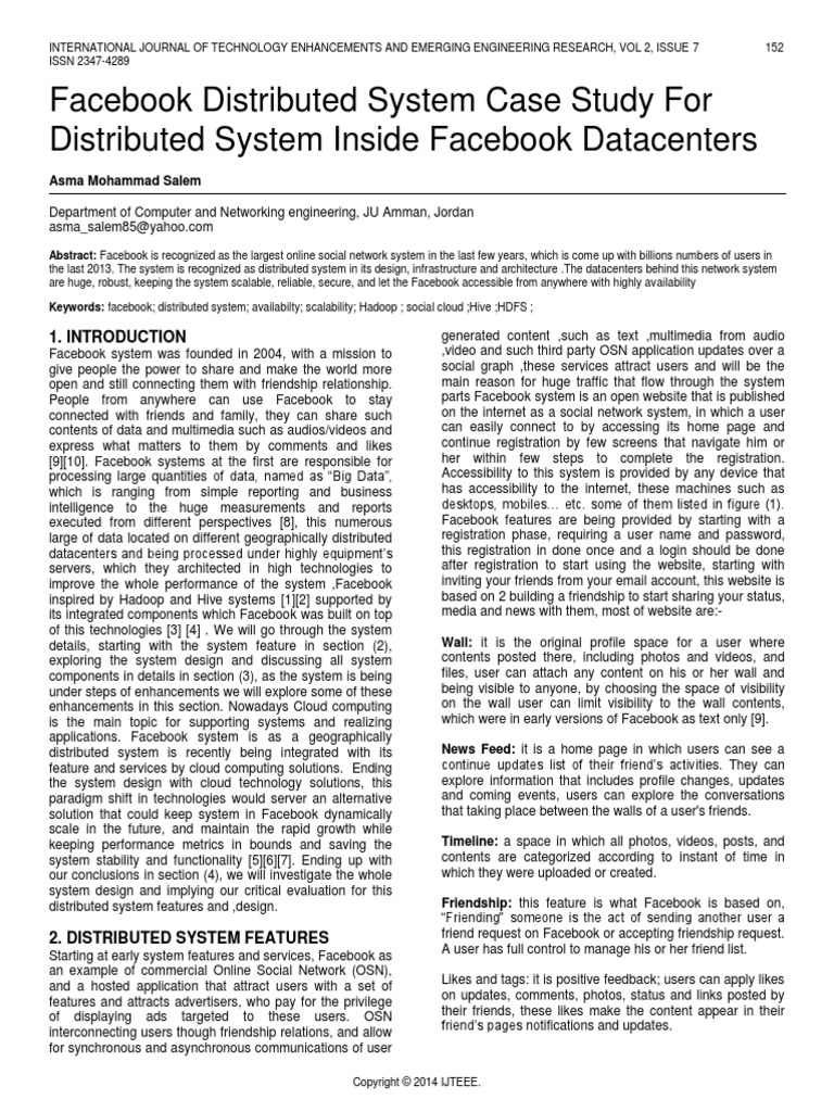 Facebook Distributed System Case Study For Distributed System Inside Facebook Datacenters PDF ...