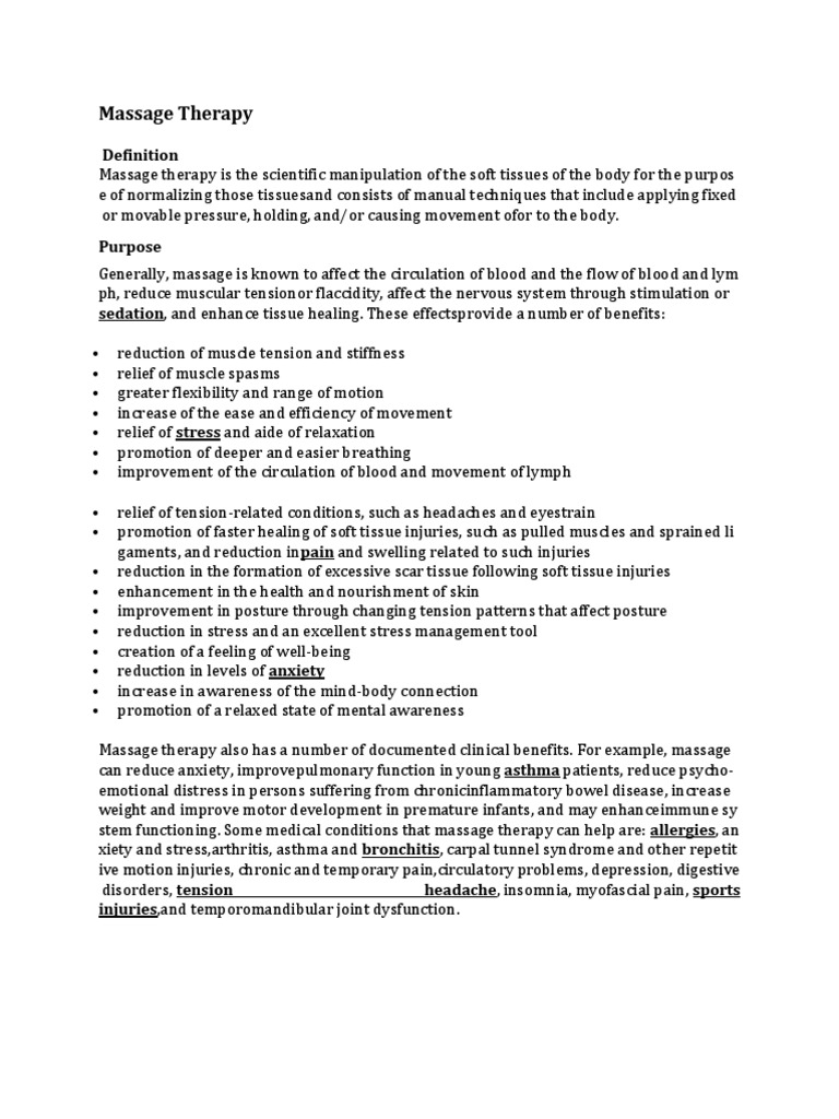 Massage Therapy | PDF | Massage | Relaxation (Psychology)