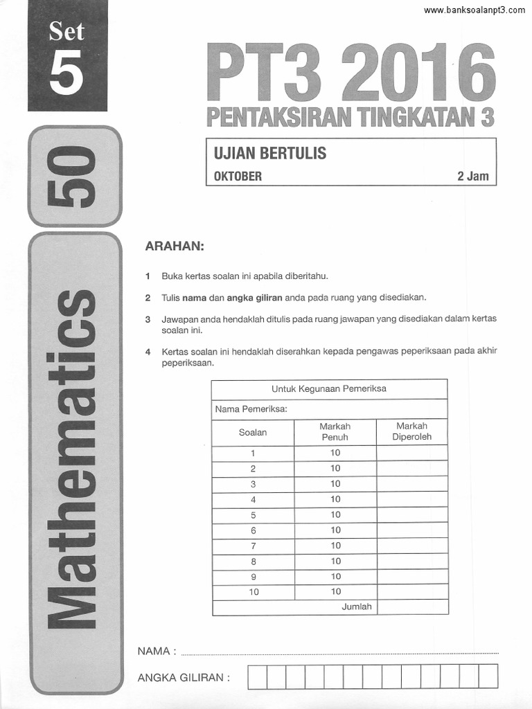 Pep. Set 5 PT3 2016 - Soalan PDF | PDF