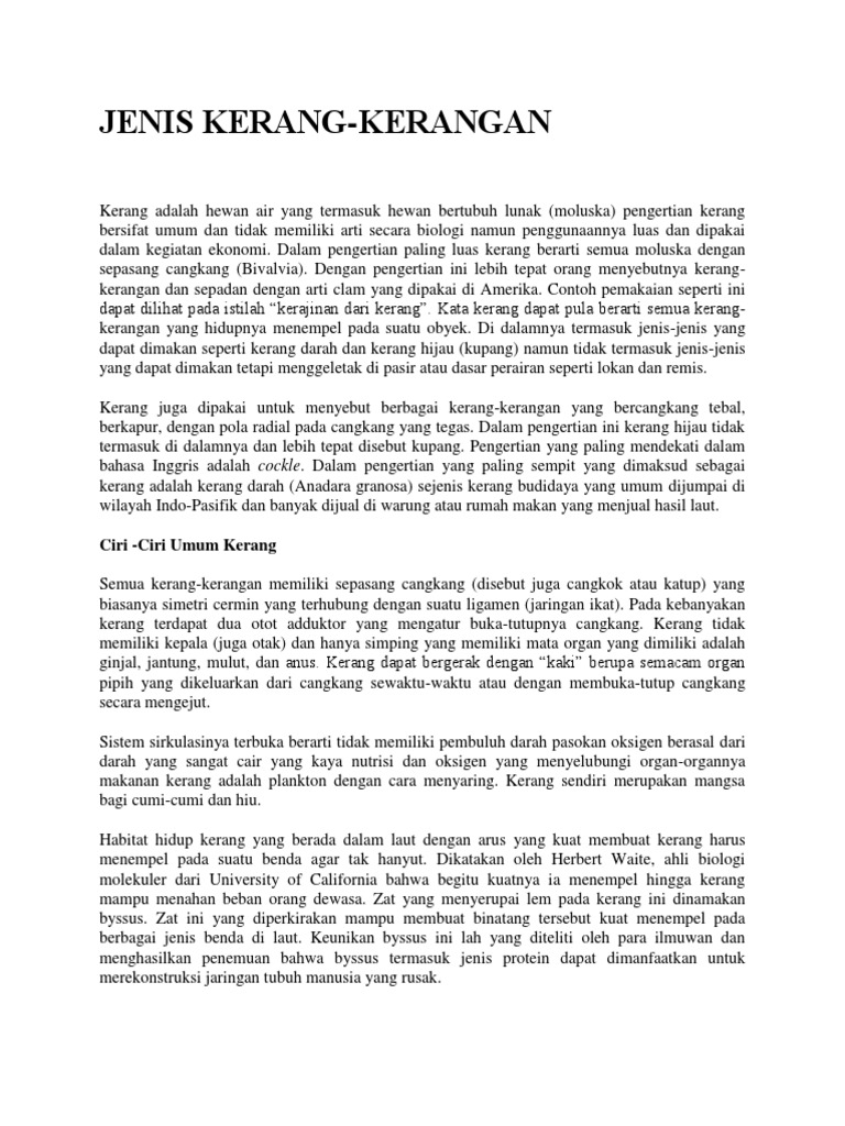 Mengenal Jenis-Jenis Kerang | PDF | Sains & Matematika