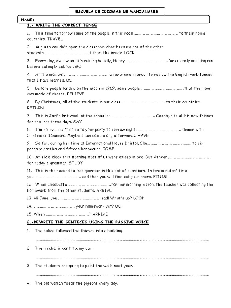 Passive Voice Exercises and Tests | PDF